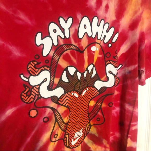 Nike | Shirts | Rare Nike Say Ahh Red Orange Starburst Dyed Graphic Tee ...